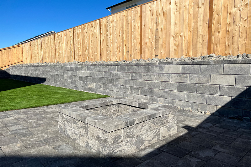 AB Metro patio and retaining wall - Oregon Block